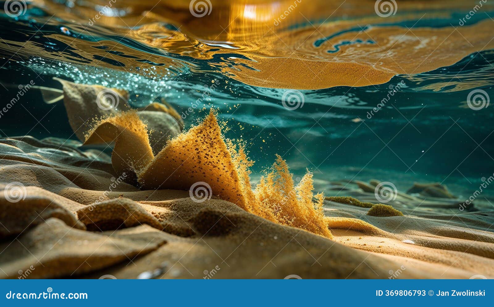 Underwater River Panorama. Fluvial Scene With Fishes And Aquatic Plant ...