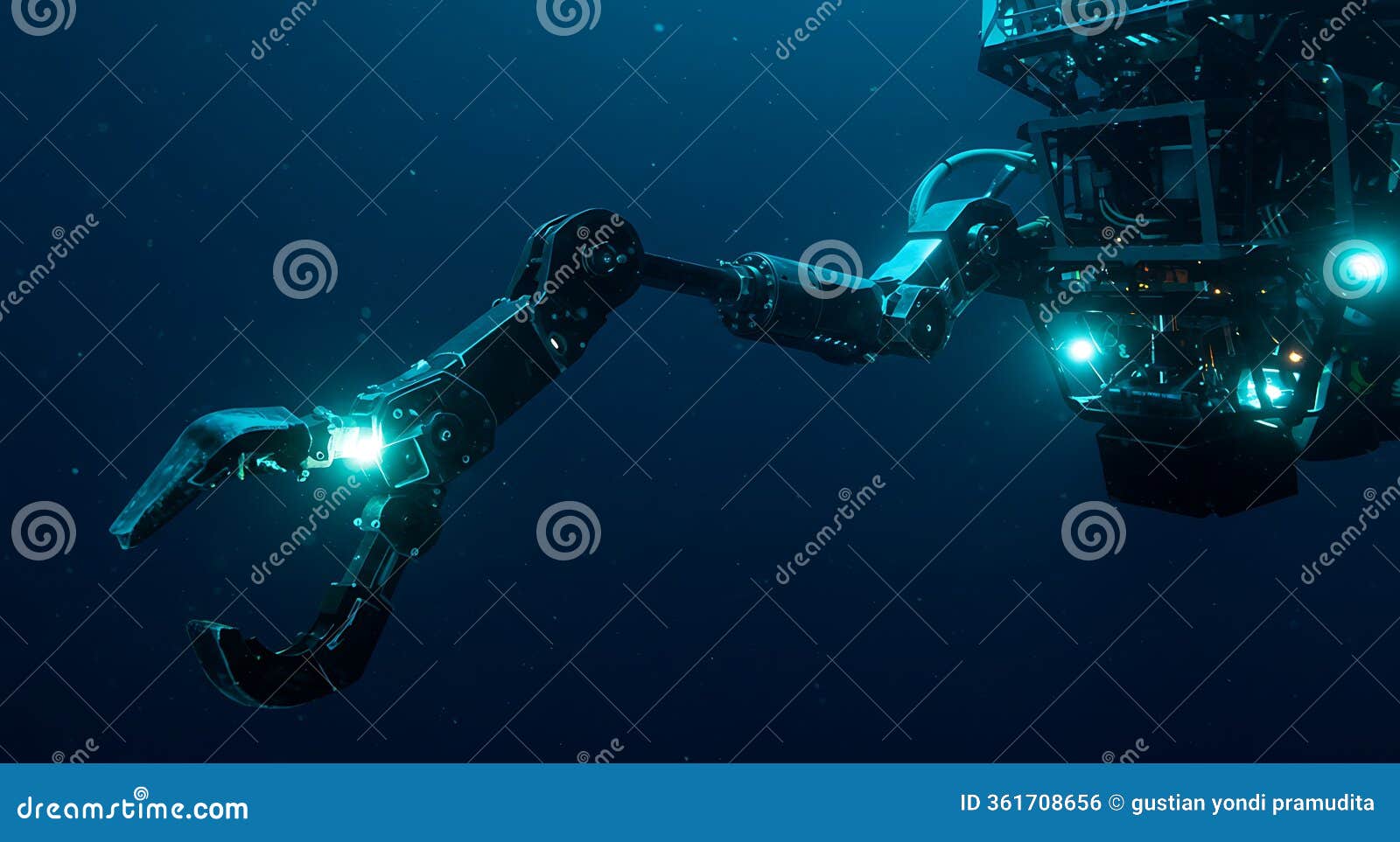 Underwater Robot Arm With Algae Growth In Deep Ocean Stock Photography ...