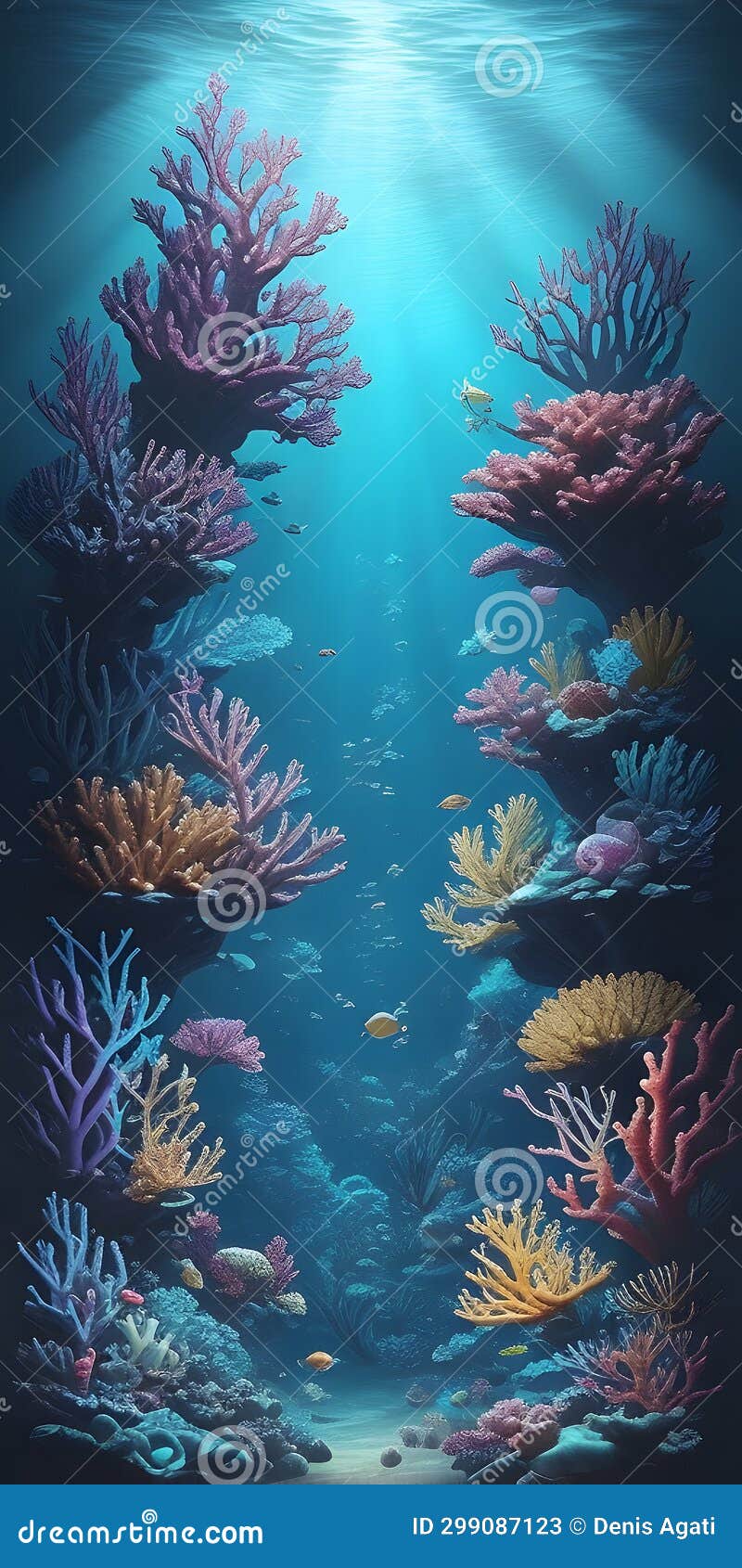 Underwater Scene with Coral Reef and Fish Stock Image - Image of diver ...