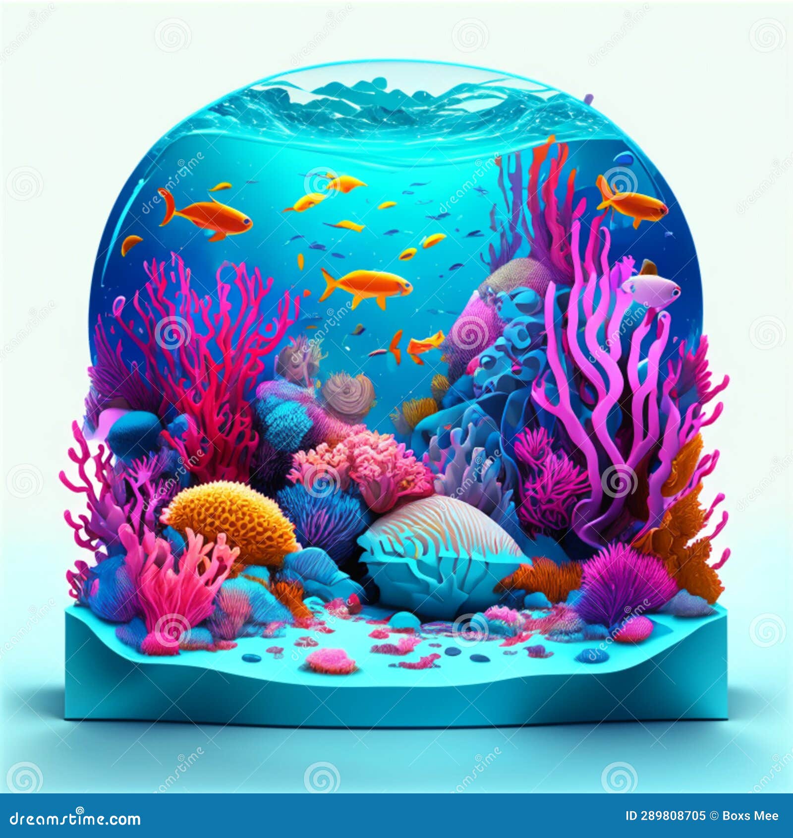 Underwater Scene with Corals and Fish. 3d Render Illustration ...