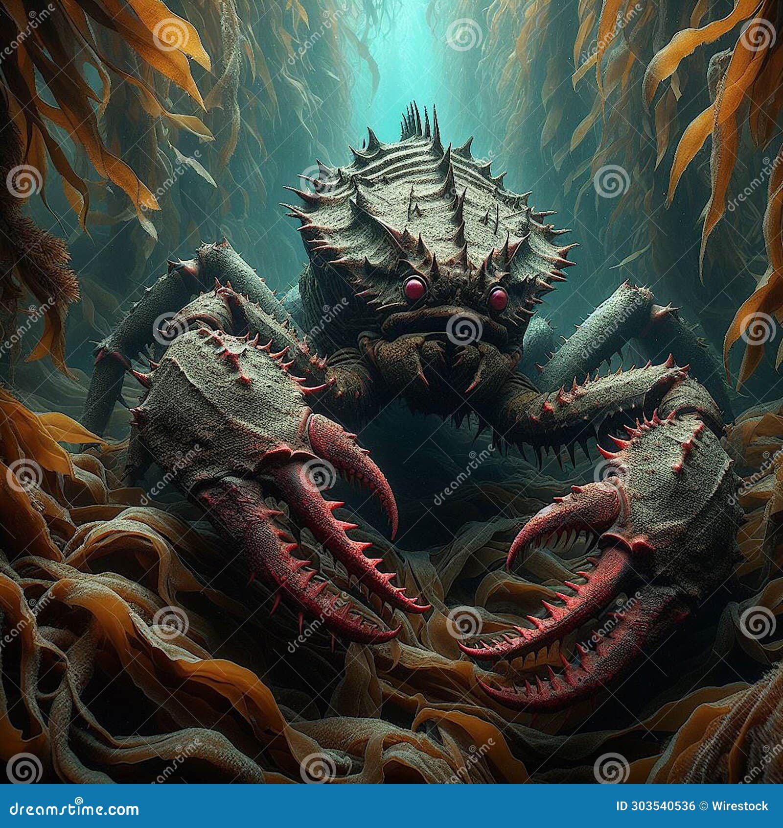 An Underwater Scene Featuring a Giant Monster Crab Stock Photo - Image ...