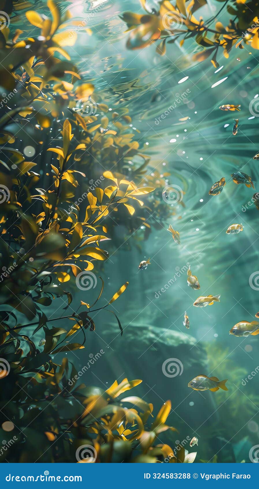 Underwater Scene with Fish and Sunlight Stock Photo - Image of ...