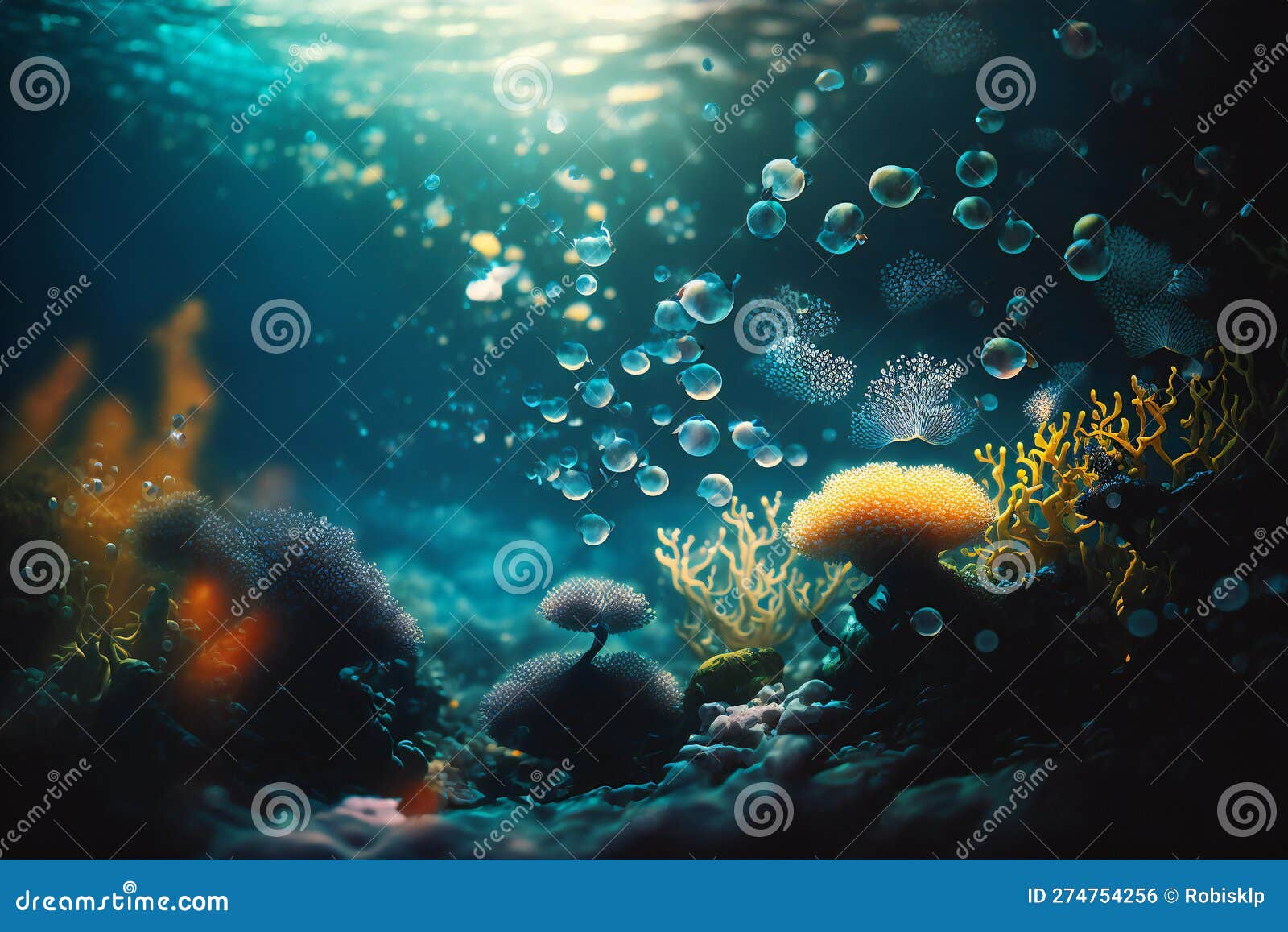 An Underwater Scene with a Fish Swimming Stock Illustration ...