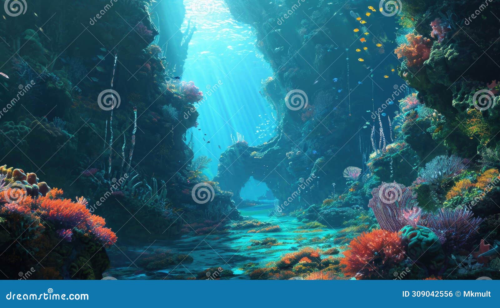 An Underwater Scene with a Flowing Stream Stock Photo - Image of ...