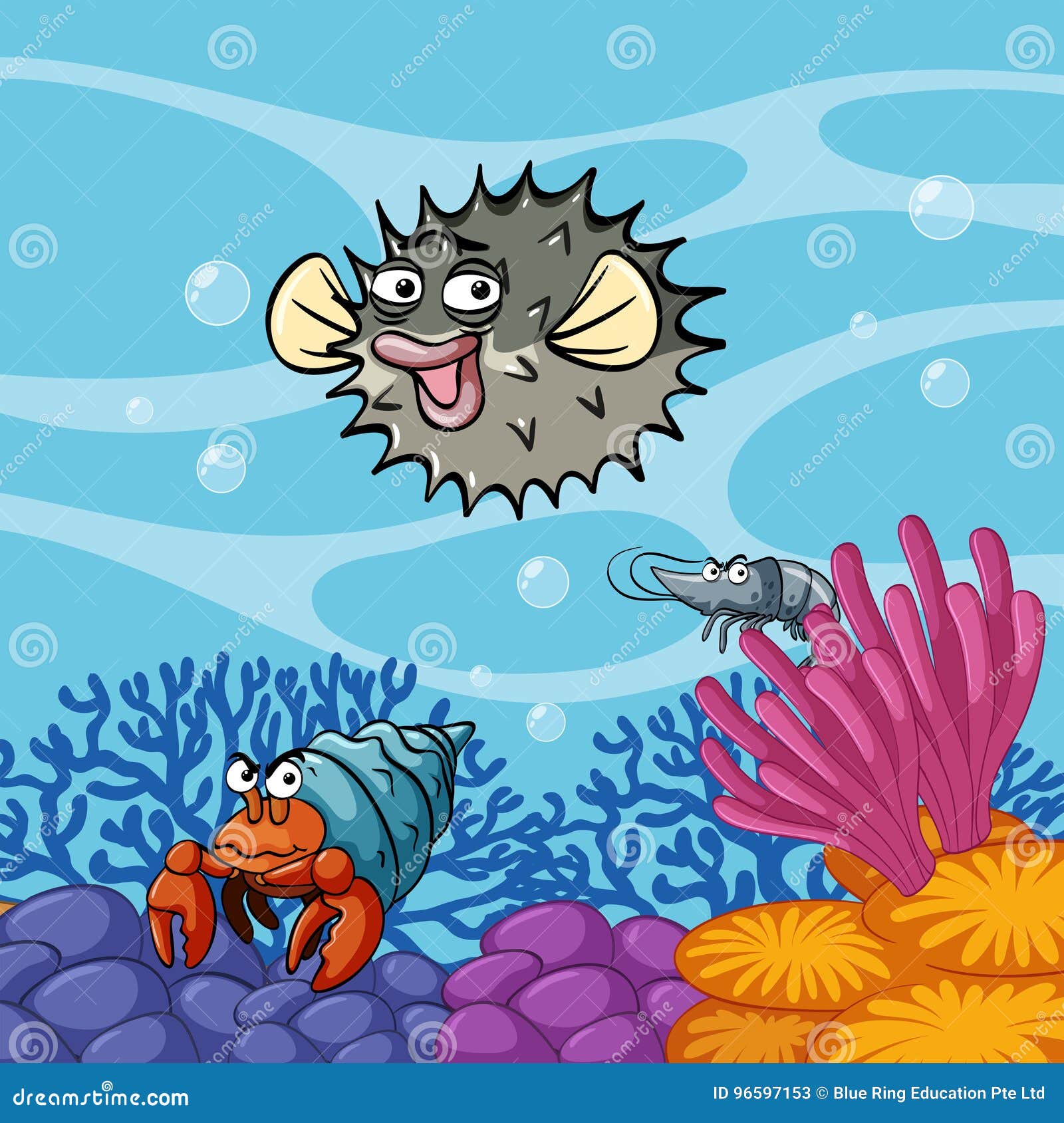 Underwater Scene with Sea Animals Stock Vector - Illustration of ...