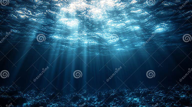 Underwater Scene Showcasing Rays of Light Filtering through the Ocean ...