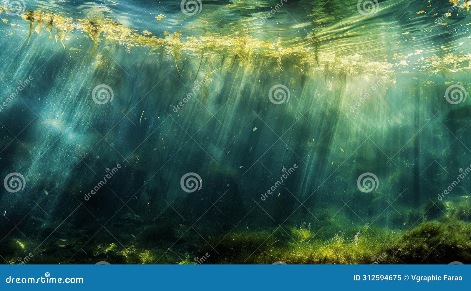 Underwater Scene with Sunlight Streaming through Water Stock Image ...