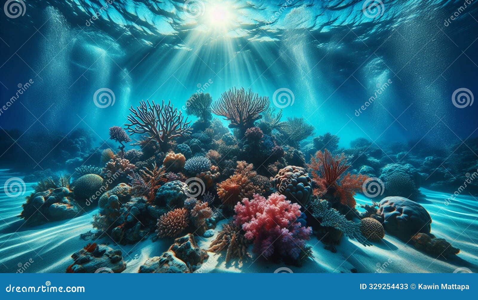 Underwater Scene Tropical Seabed with Coral Reefs and Sunlight Stock ...