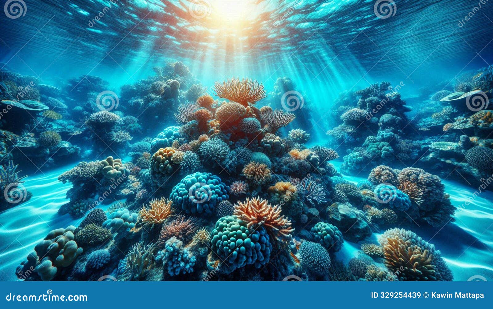 Underwater Scene Tropical Seabed with Coral Reefs and Sunlight Stock ...