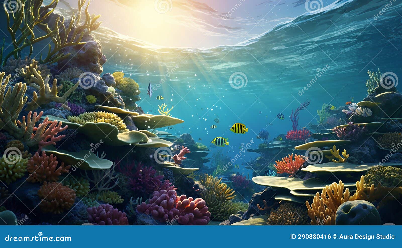 Underwater Scene with Tropical Seabed with Reef and Sunlight Stock ...