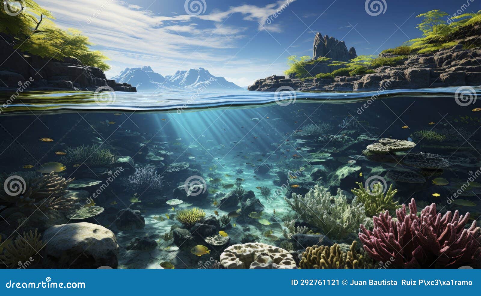 Underwater Scene - Tropical Seabed with Reef and Sunshine. Stock Image ...