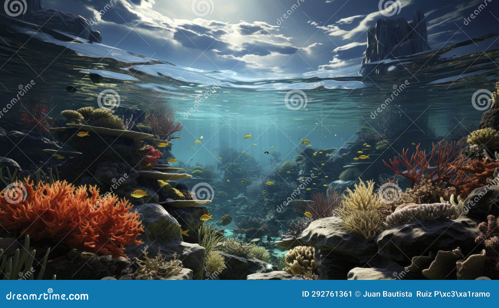 Underwater Scene - Tropical Seabed with Reef and Sunshine. Stock Image ...