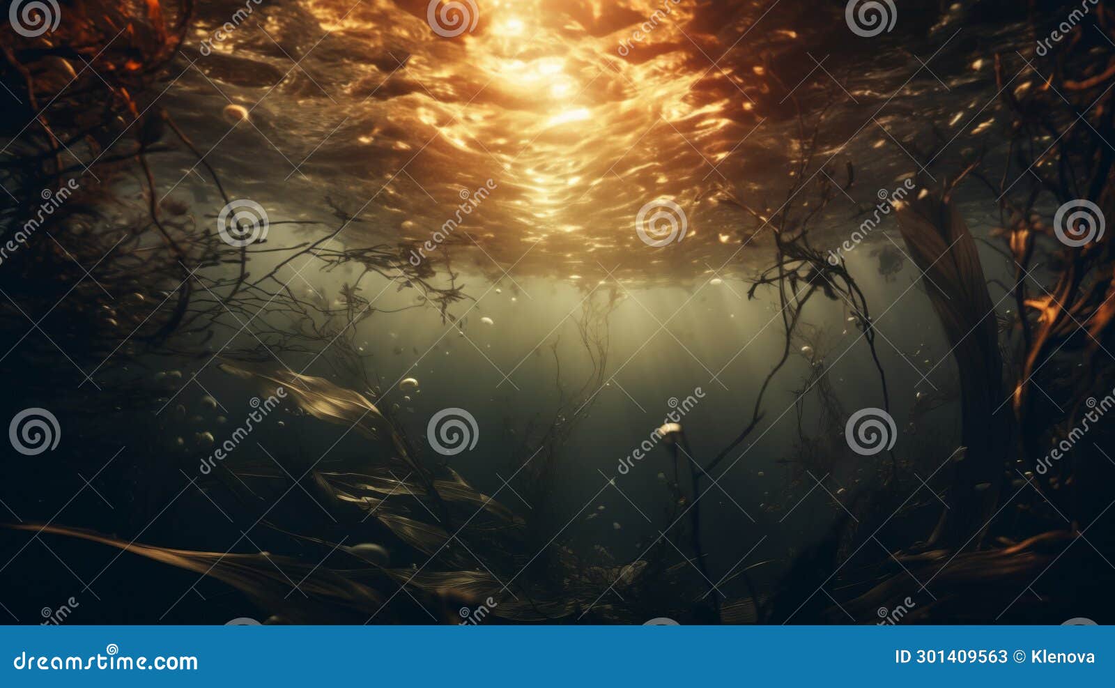 Underwater Sea - Deep Abyss with Sun Light Stock Illustration ...