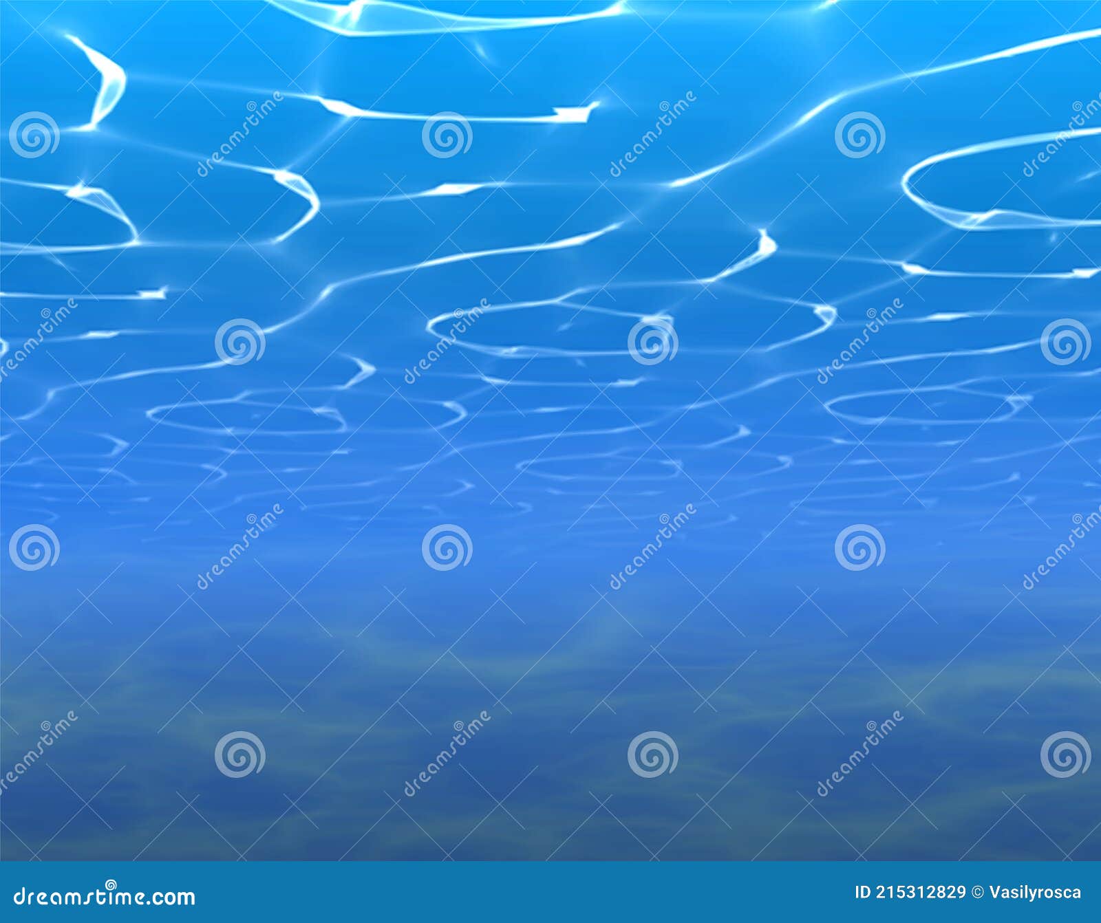 Underwater Sea Ocean Water Background. Vector Aquarium Underwater Deep ...