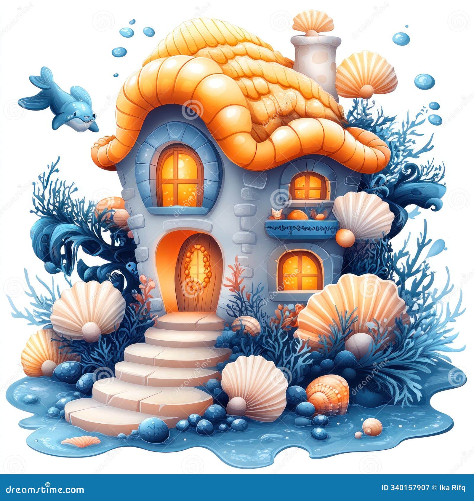 Underwater Sea Shell House Illustration Stock Illustration ...