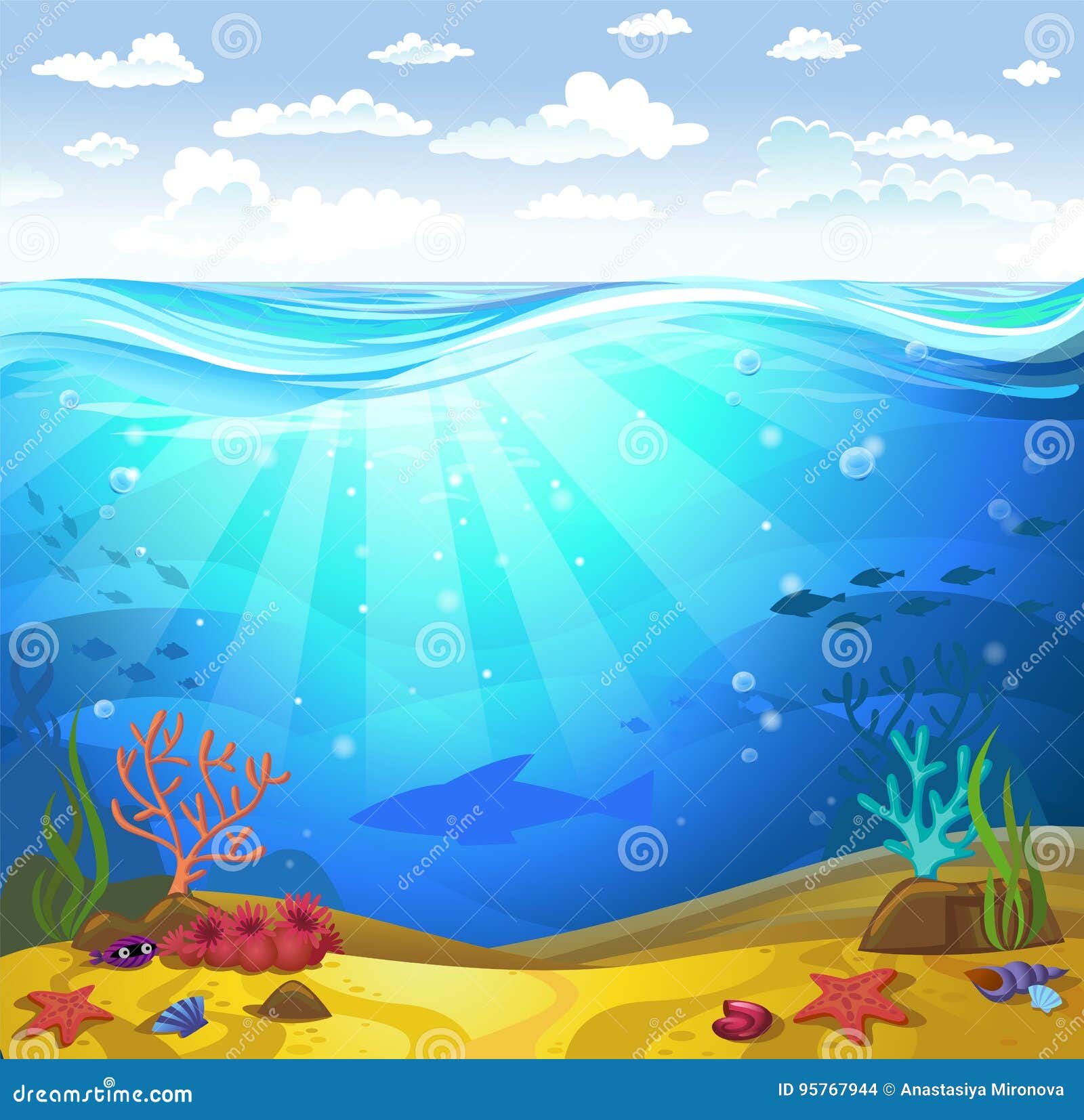 Underwater- Seabed with Corals Stock Vector - Illustration of colorful ...