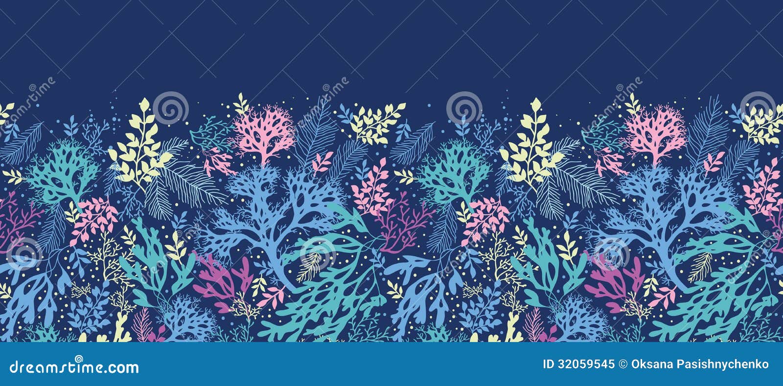 Underwater Seaweed Horizontal Seamless Pattern Stock Vector - Illustration of bubble, drawing ...