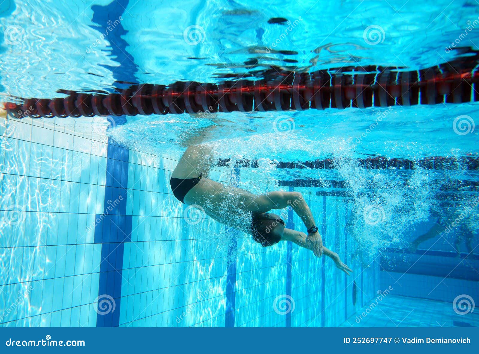 Underwater Shooting of a Swimmer in a Swimming Pool Stock Image - Image ...