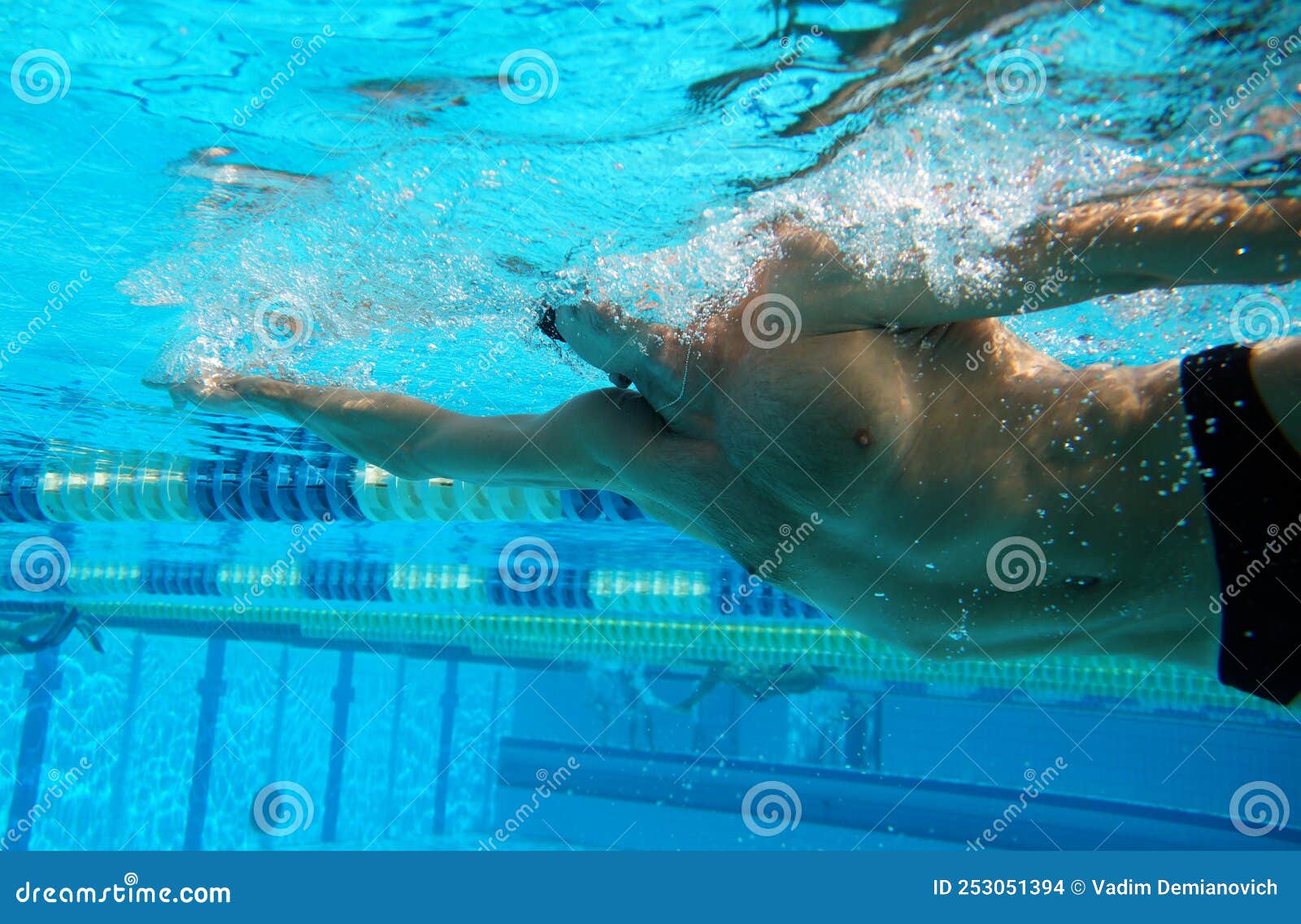 Underwater Shooting of a Swimmer in a Swimming Pool Stock Photo - Image ...