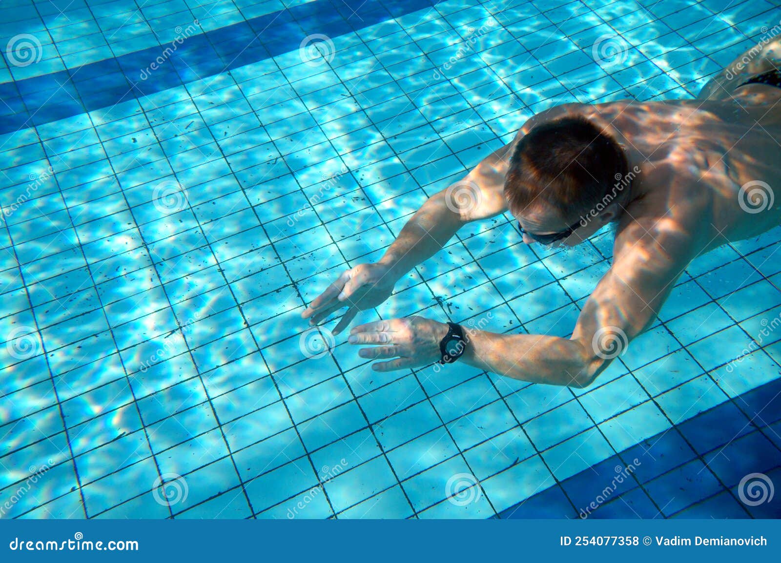 Underwater Shooting of a Swimmer in a Swimming Pool Stock Photo - Image ...