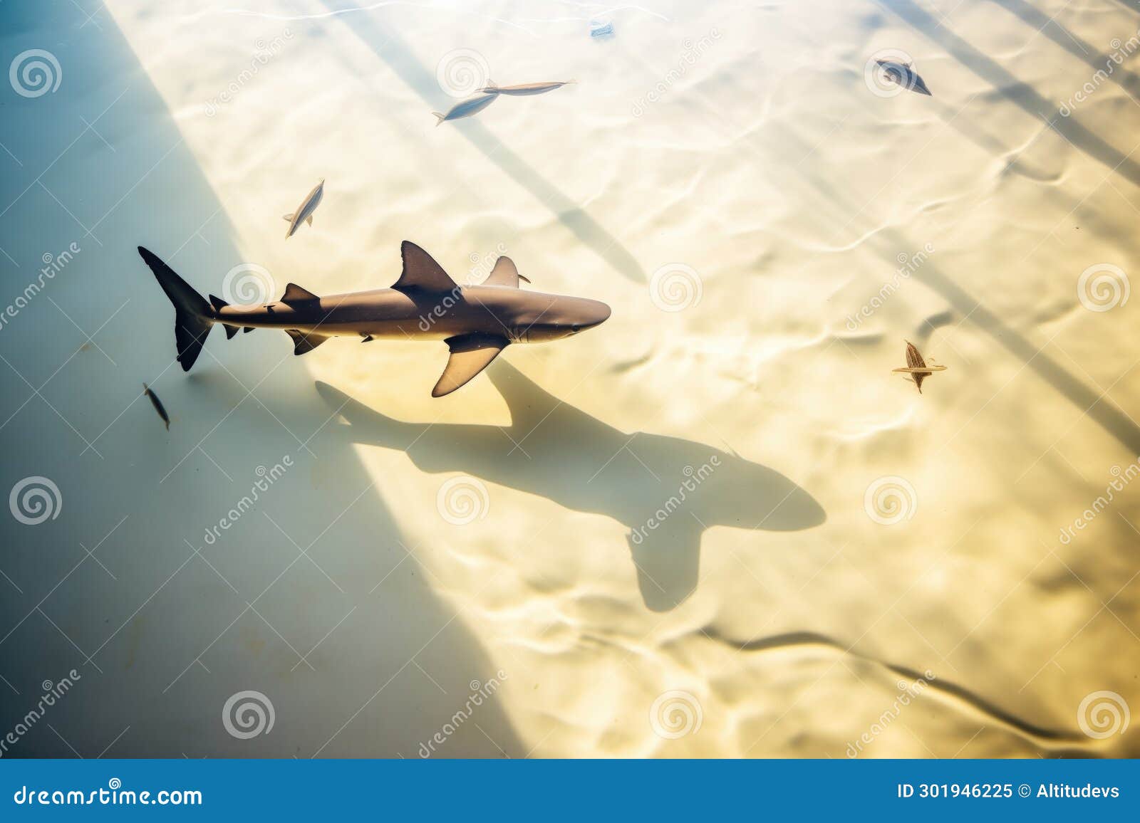 Underwater Shot of a Shark Shadow on an Ocean Bed Stock Image - Image ...