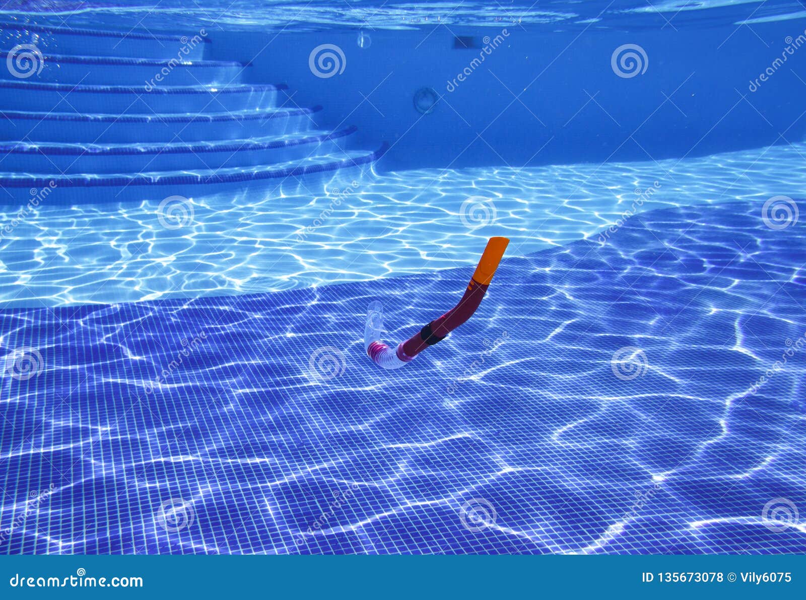 Snorkel Sinking in the Pool - View Underwater Stock Photo - Image of ...