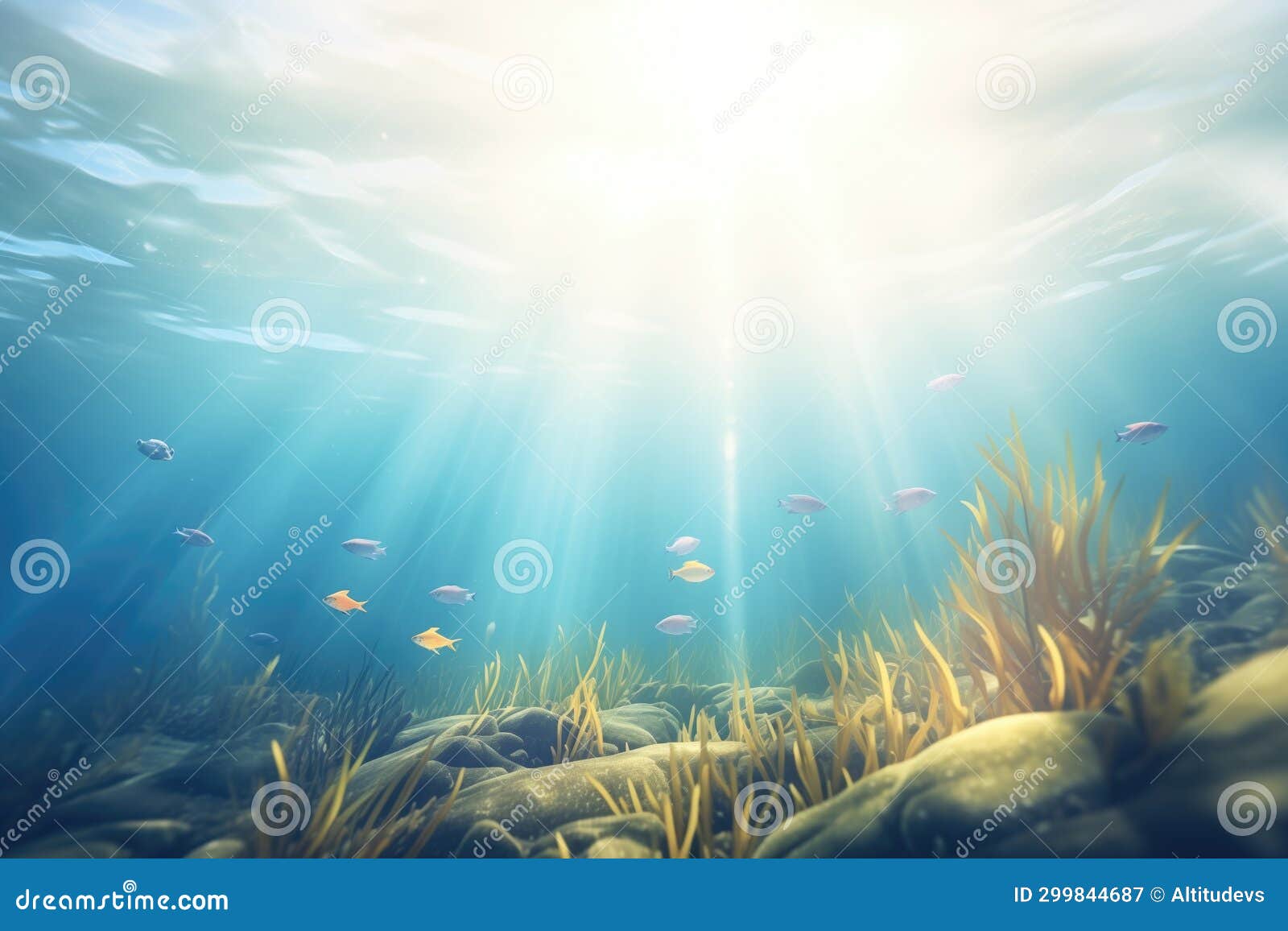 Underwater Shot of Sun Rays Penetrating Ocean Surface Stock Image ...