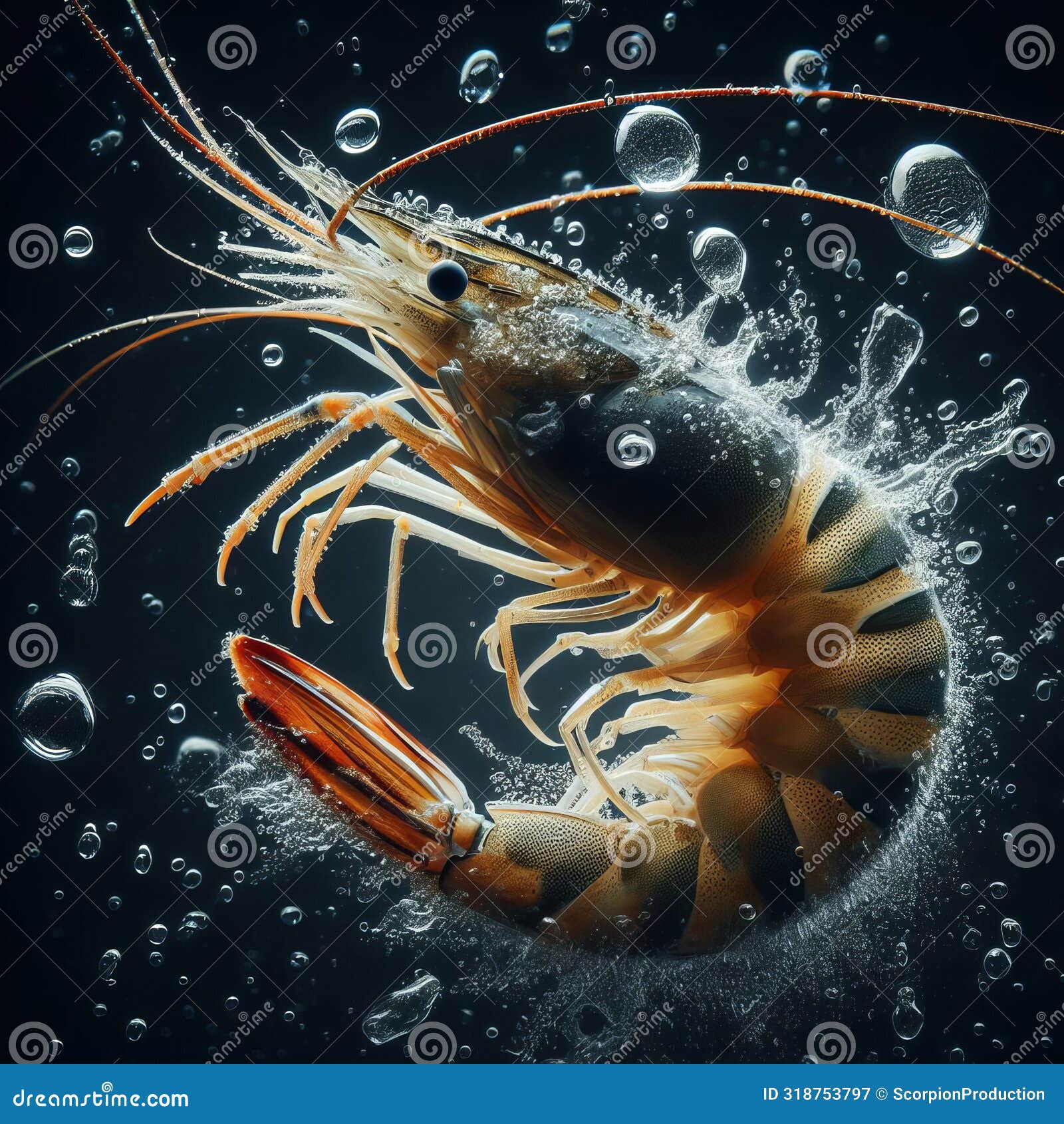 Underwater Shrimp in Bubbles Stock Image - Image of bubble, aquatic ...