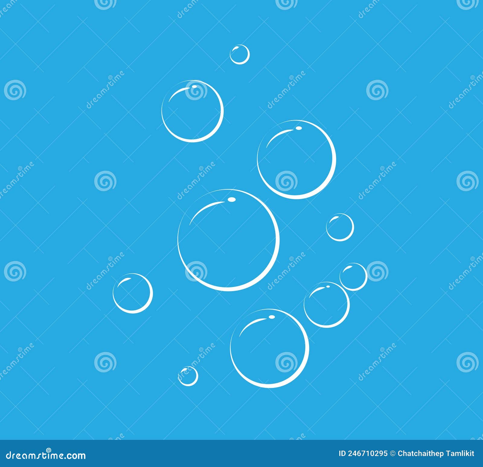 Underwater Sparkling Oxygen Blue Bubbles In Fizzing Water. Cartoon ...