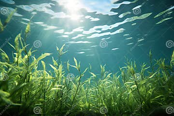 An Underwater Species of Algae Growing Deep Beneath the Sunlight Lit Water Surface Stock ...
