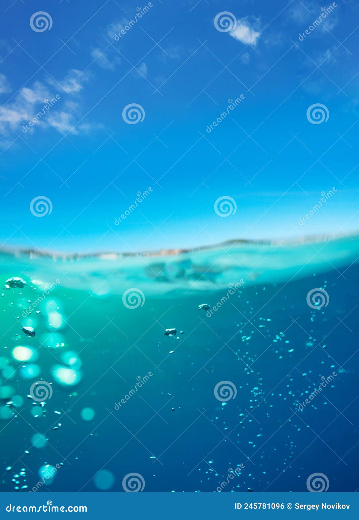 Underwater Split Images of Pool Water Surface and Sky Stock Photo ...