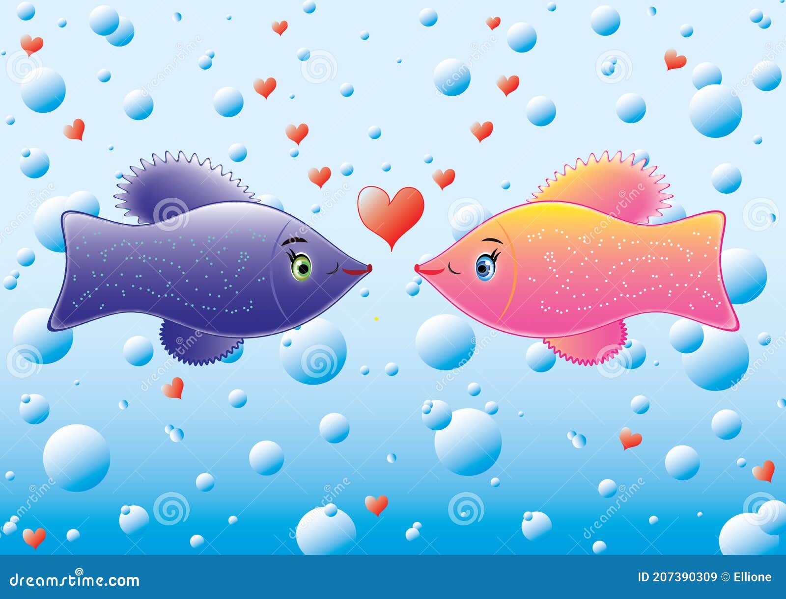Fish love story stock vector. Illustration of couple - 207390309