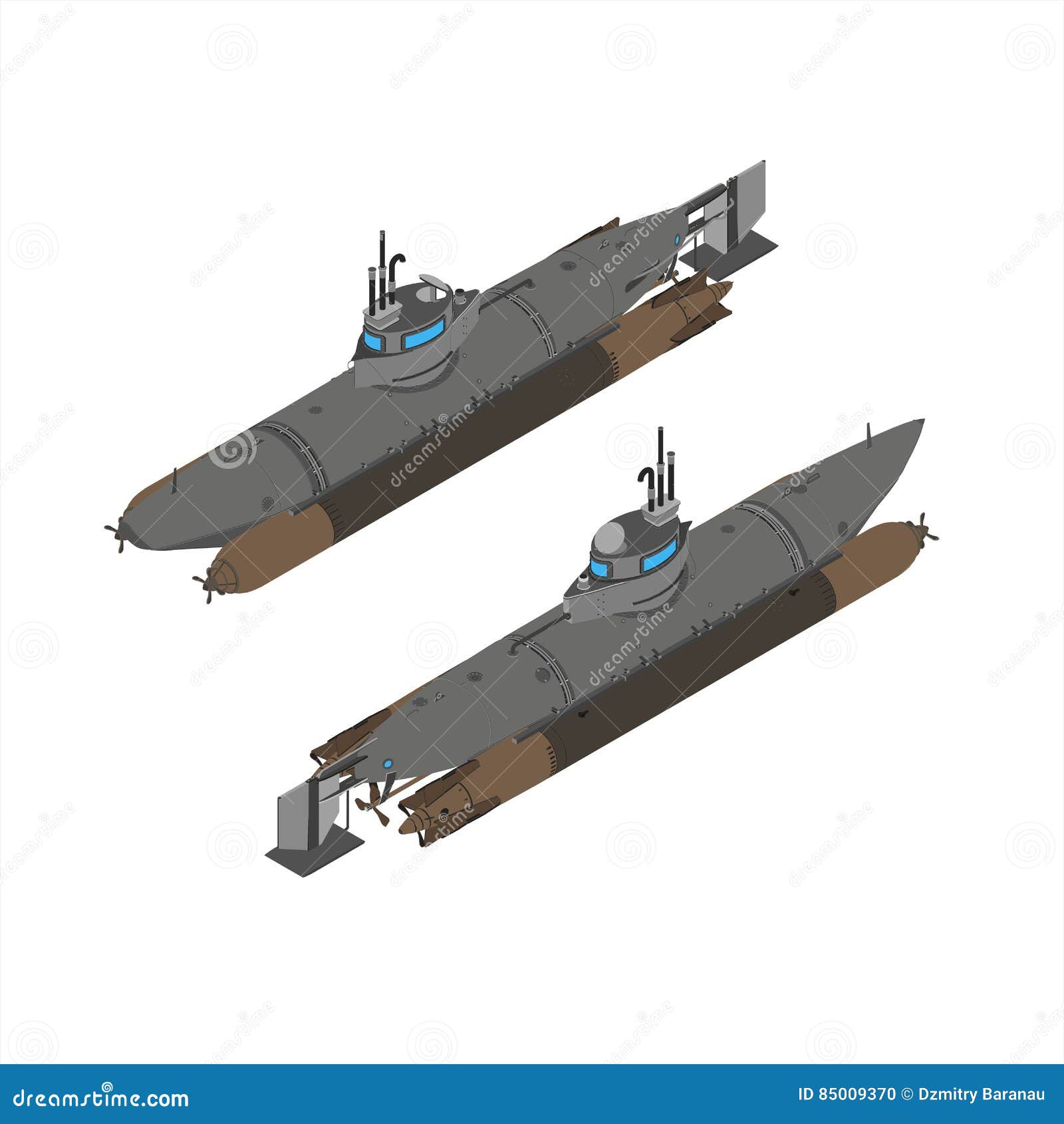 Underwater Submarine Vector Isometric Illustration Stock Vector ...