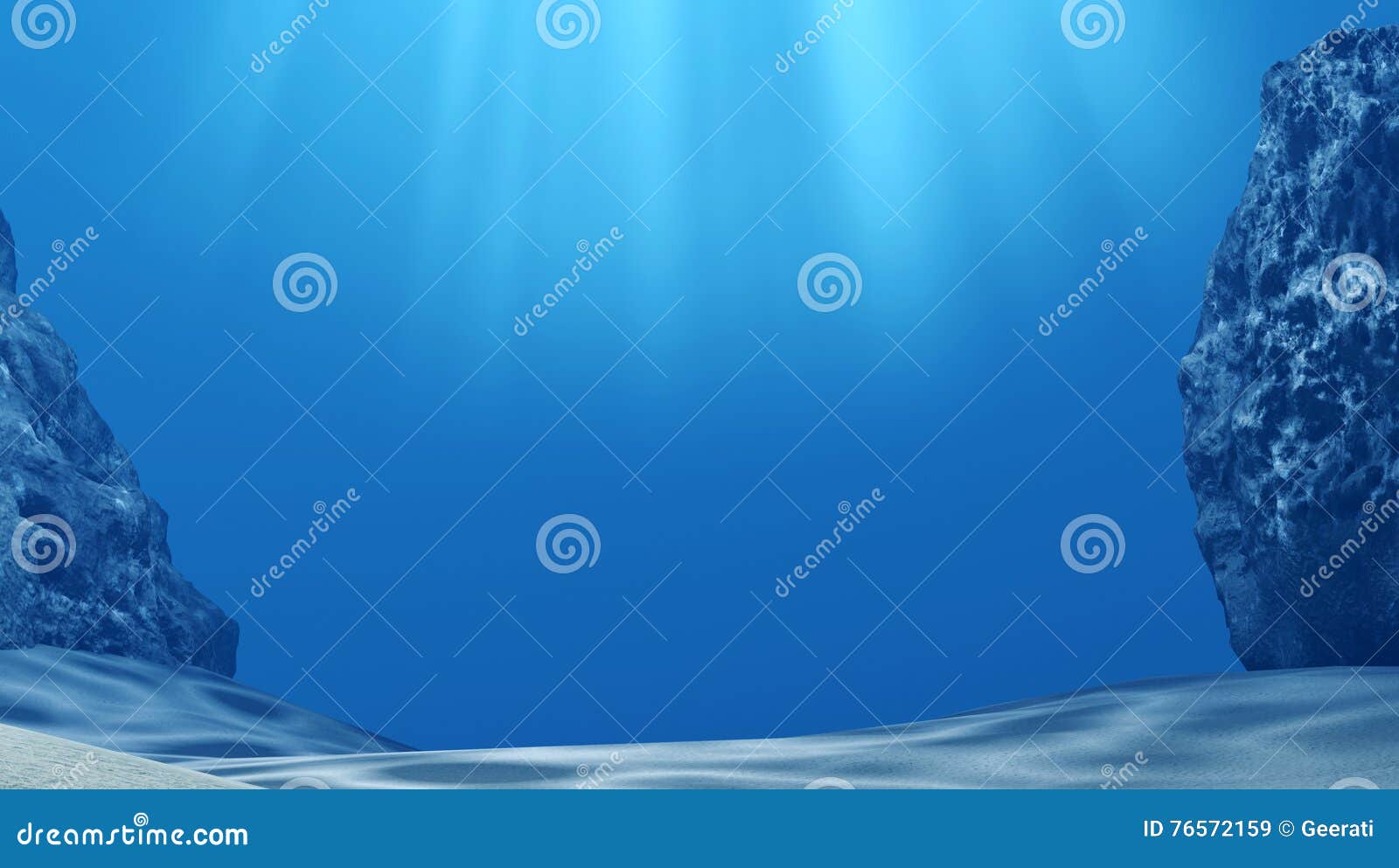 Sun Rays And Stones Underwater Watercolor Background Stock Illustration ...