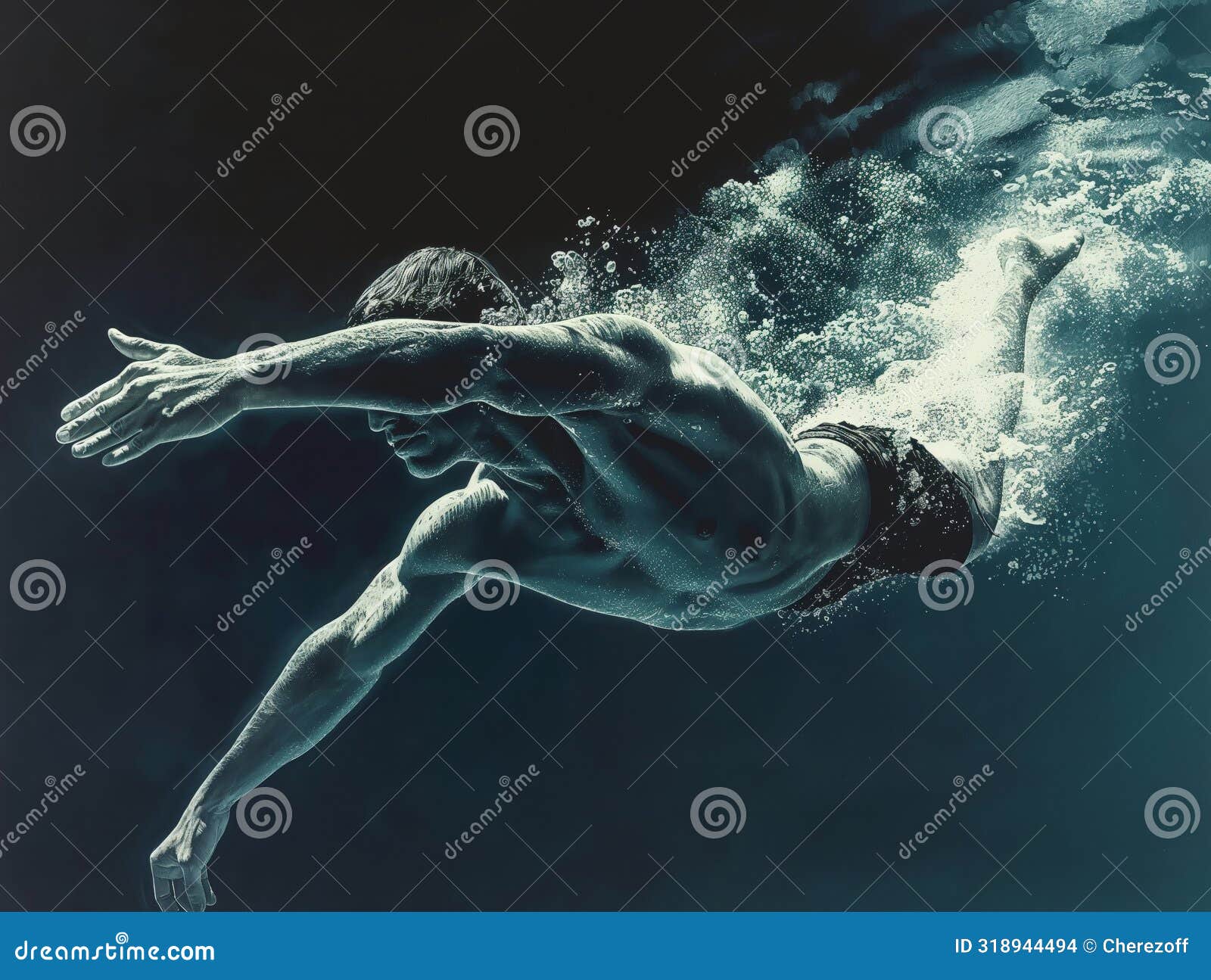 Underwater Swimmer in Action Stock Photo - Image of swimmer, powerful ...