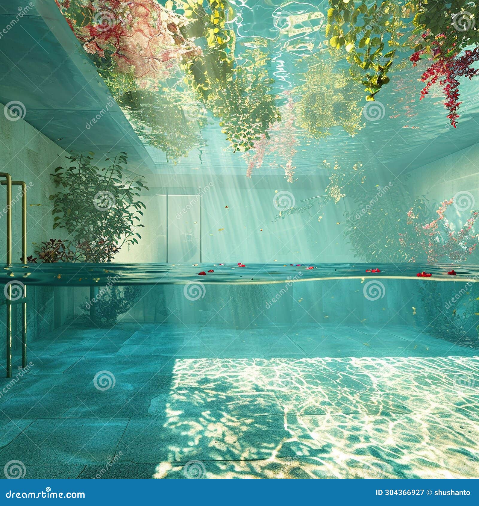 Underwater of the Swimming Pool a Fantasy Visual Stock Illustration ...