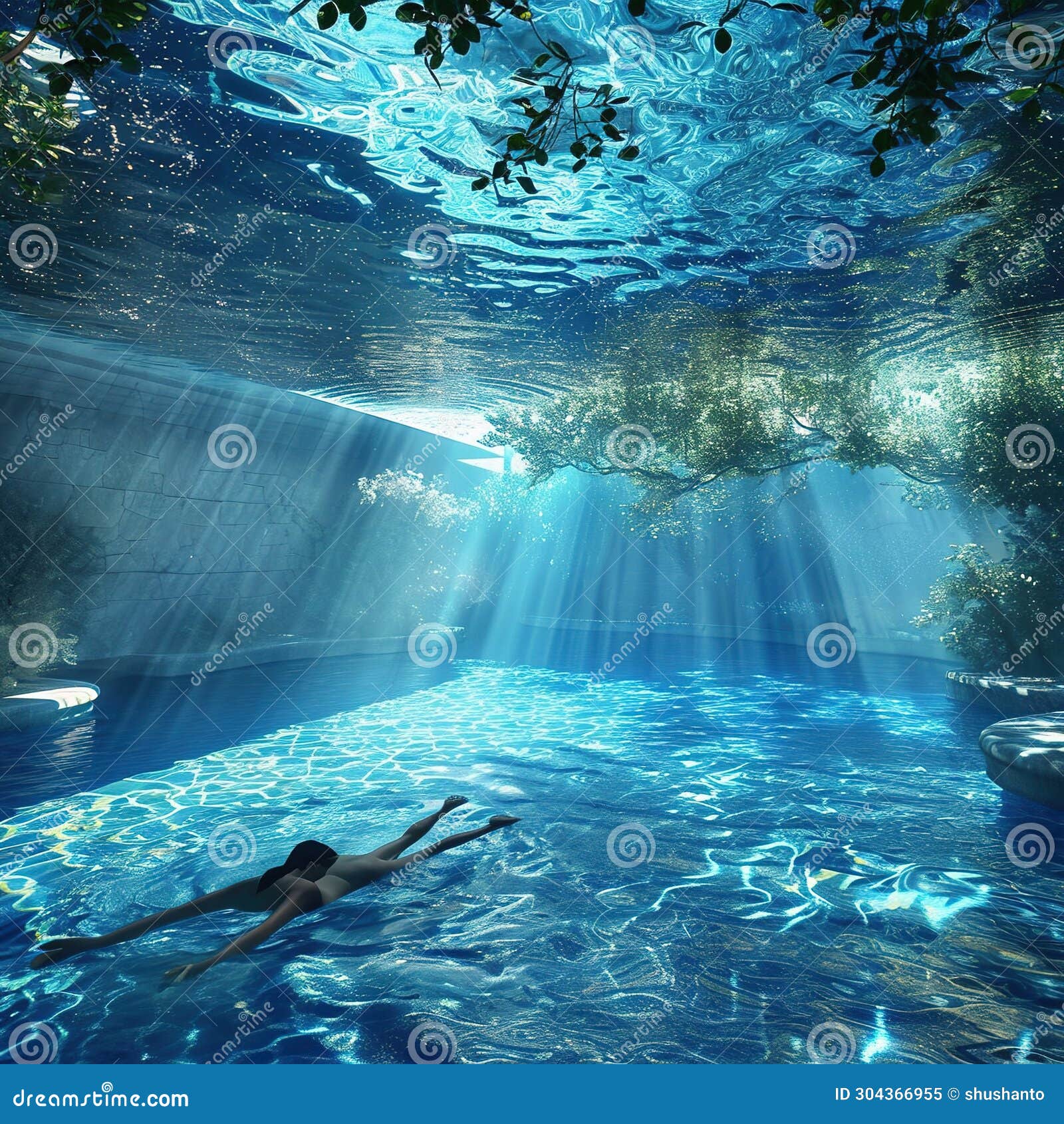 Underwater of the Swimming Pool a Fantasy Visual Stock Illustration ...