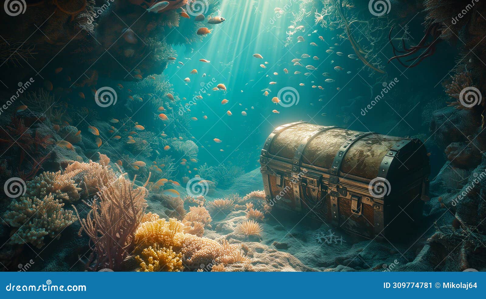 Underwater Treasure, Sunken Chest, Marine Mystery Royalty-Free Stock ...