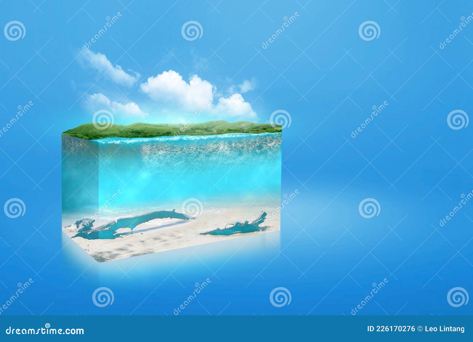 Underwater View of Blue Water on the Lake with Hills View Stock ...