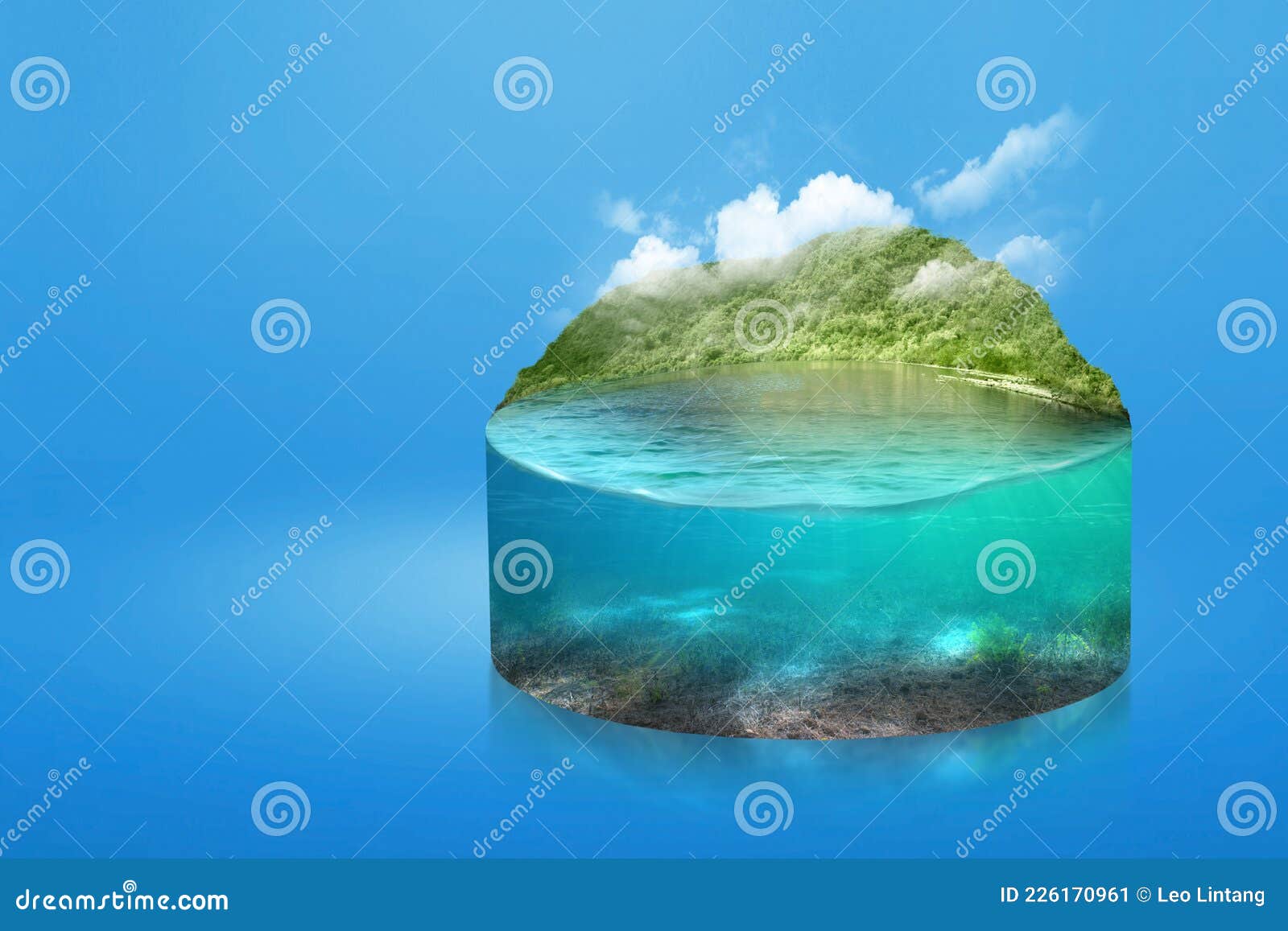 Underwater View of Blue Water on the Lake with Hills View Stock ...