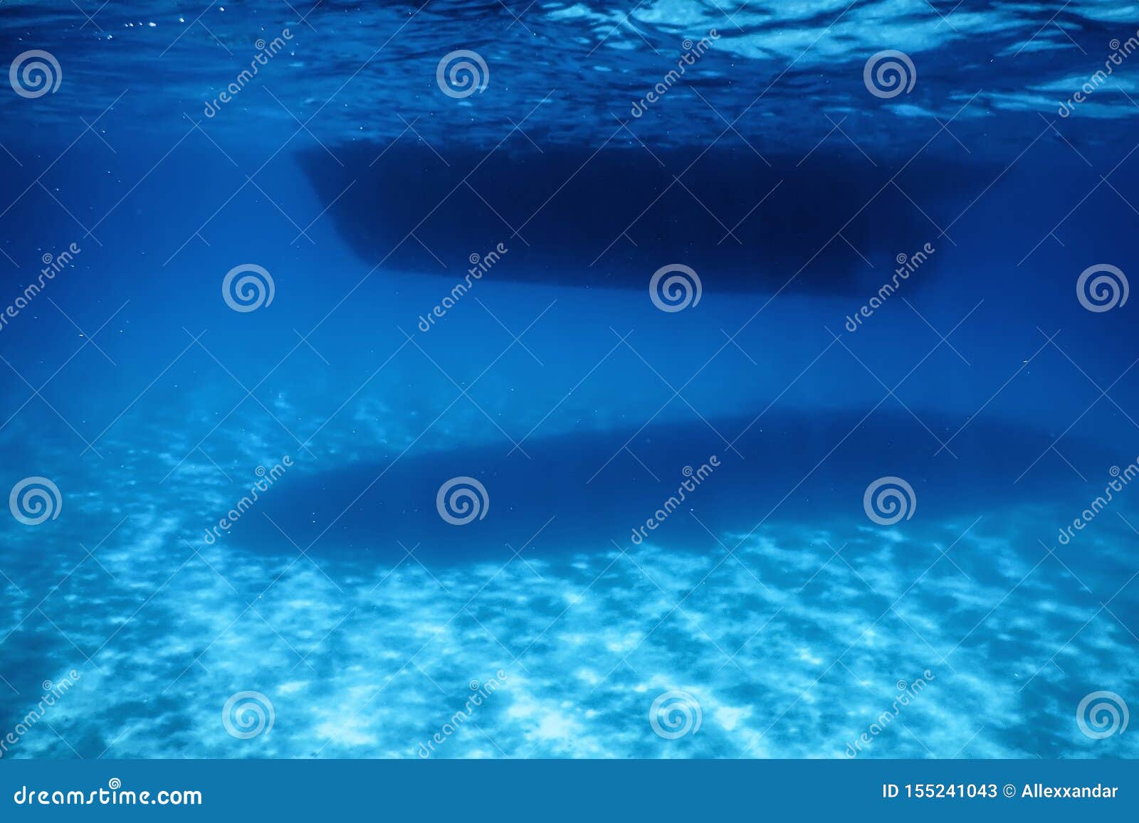 Underwater View, Bottom of a Boat, Sun Shine Beam and Rays Stock Image ...