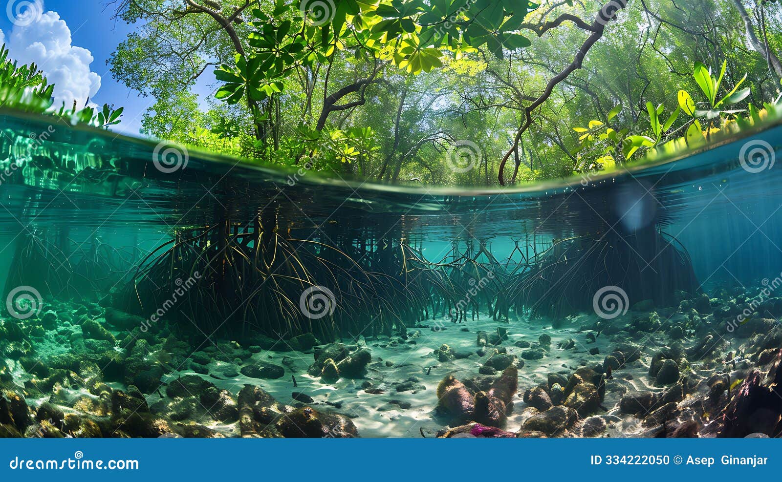 Underwater View of Mangrove Roots and the Ecosystem Stock Illustration ...