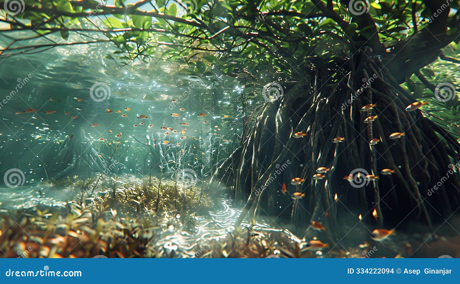 Underwater View of Mangrove Roots and the Ecosystem Stock Illustration ...