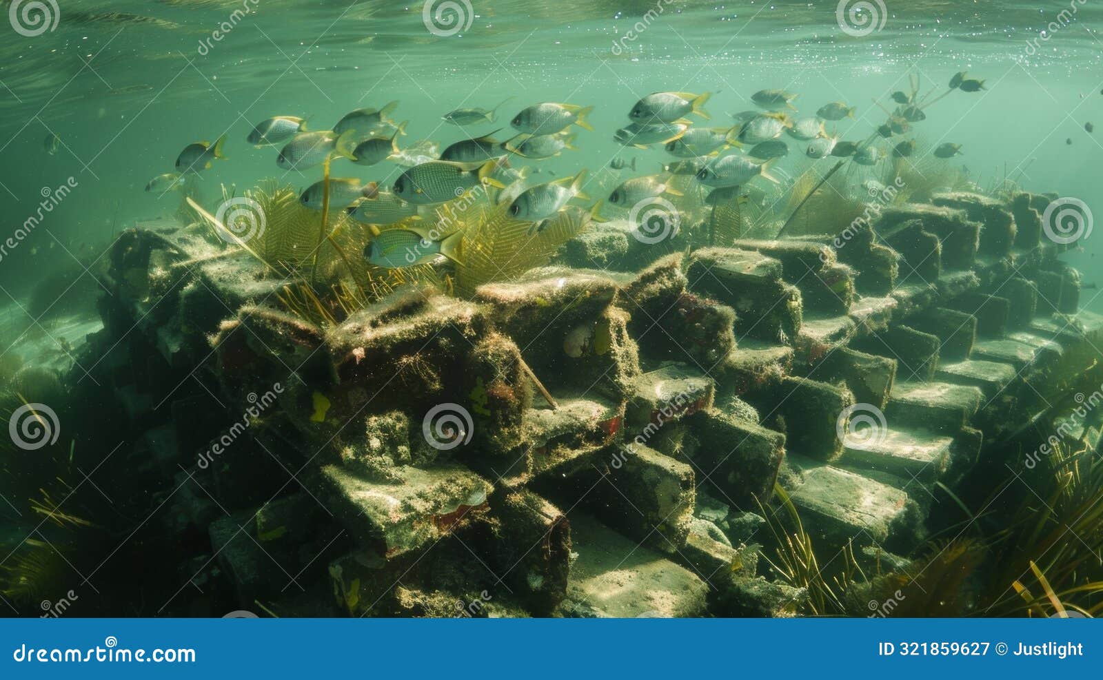 An Underwater View of a Manmade Reef Structure Providing a Habitat for ...