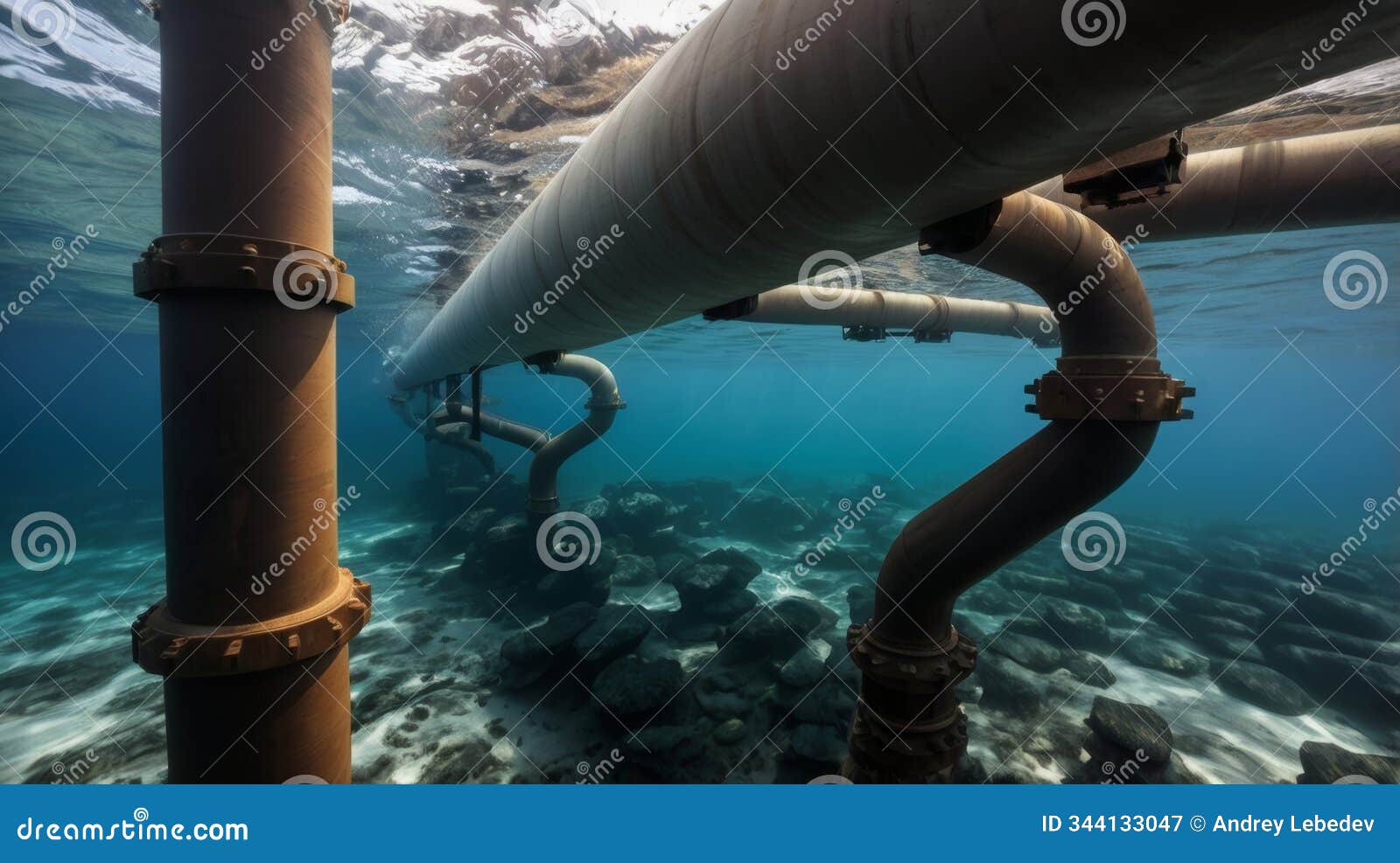 Underwater View of a Marine Pipeline Connecting Offshore Facilities ...