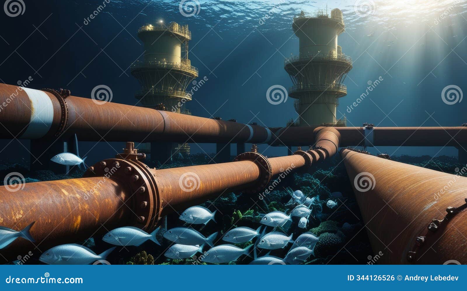 Underwater View of a Marine Pipeline Connecting Offshore Facilities ...