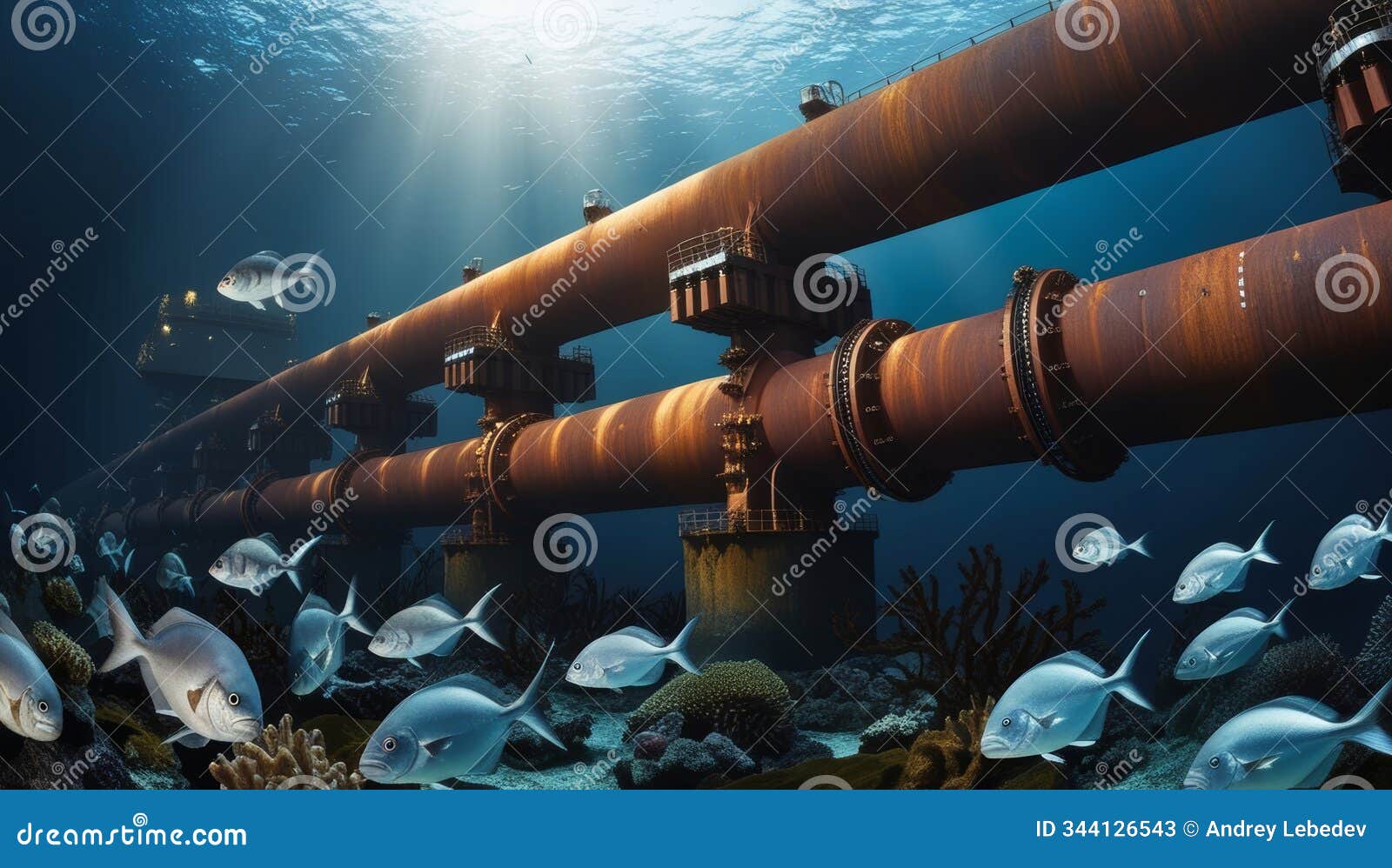 Underwater View of a Marine Pipeline Connecting Offshore Facilities ...