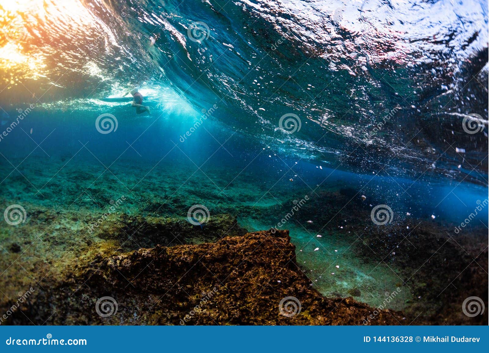 Underwater View of the Ocean Wave Stock Photo - Image of sunny, coral ...