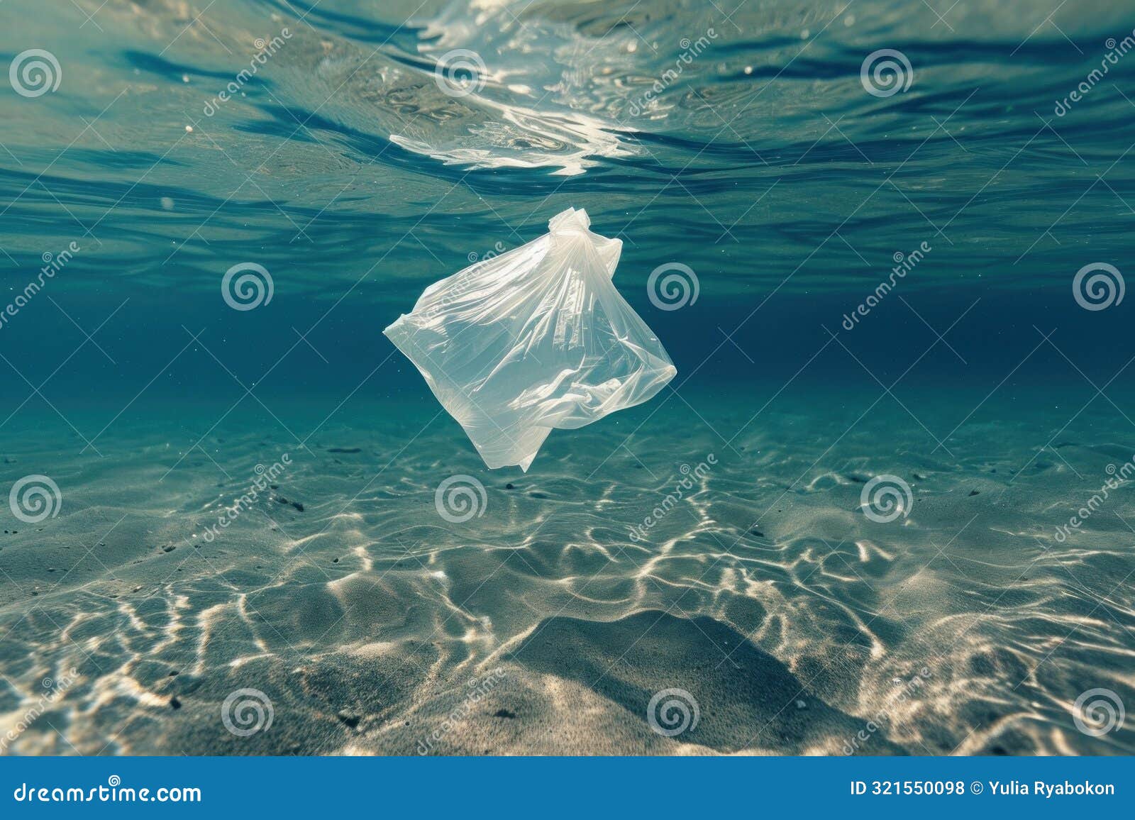 Underwater View of a Single Plastic Bag Floating in the Ocean Stock ...