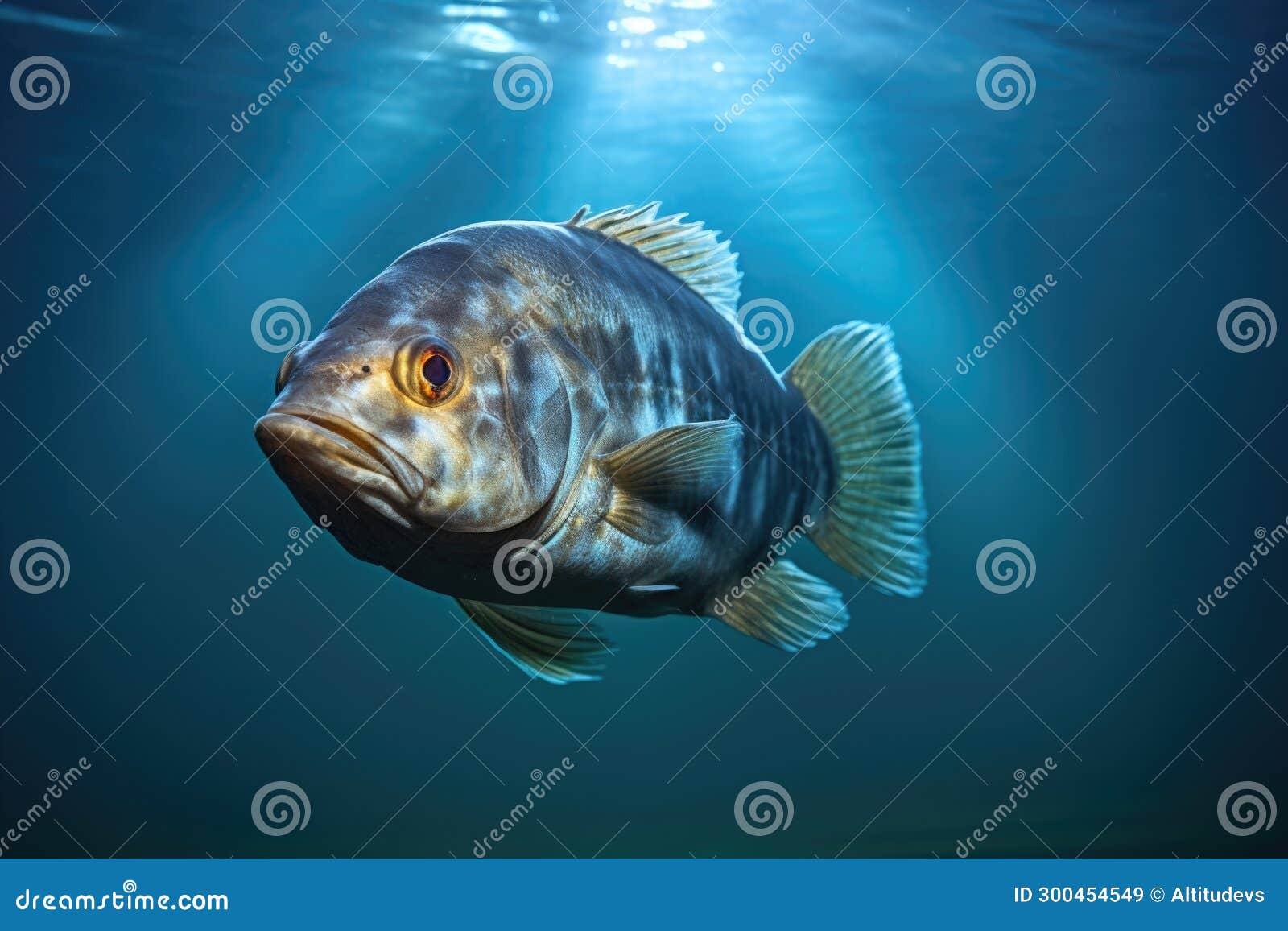 Underwater View of a Sunfish in a Clear, Blue Lake Stock Image - Image ...